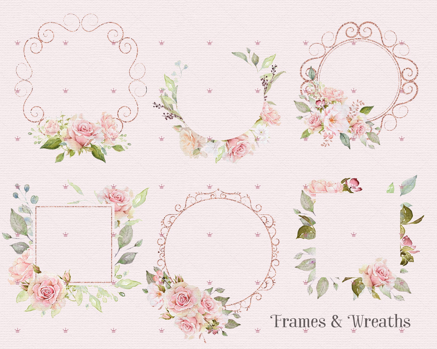 Pink Roses Clipart / Flower Frame Clipart / Flower Border - Etsy