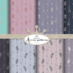Boho Arrow Digital Paper Patterns Watercolor Boho Arrow Seamless ...