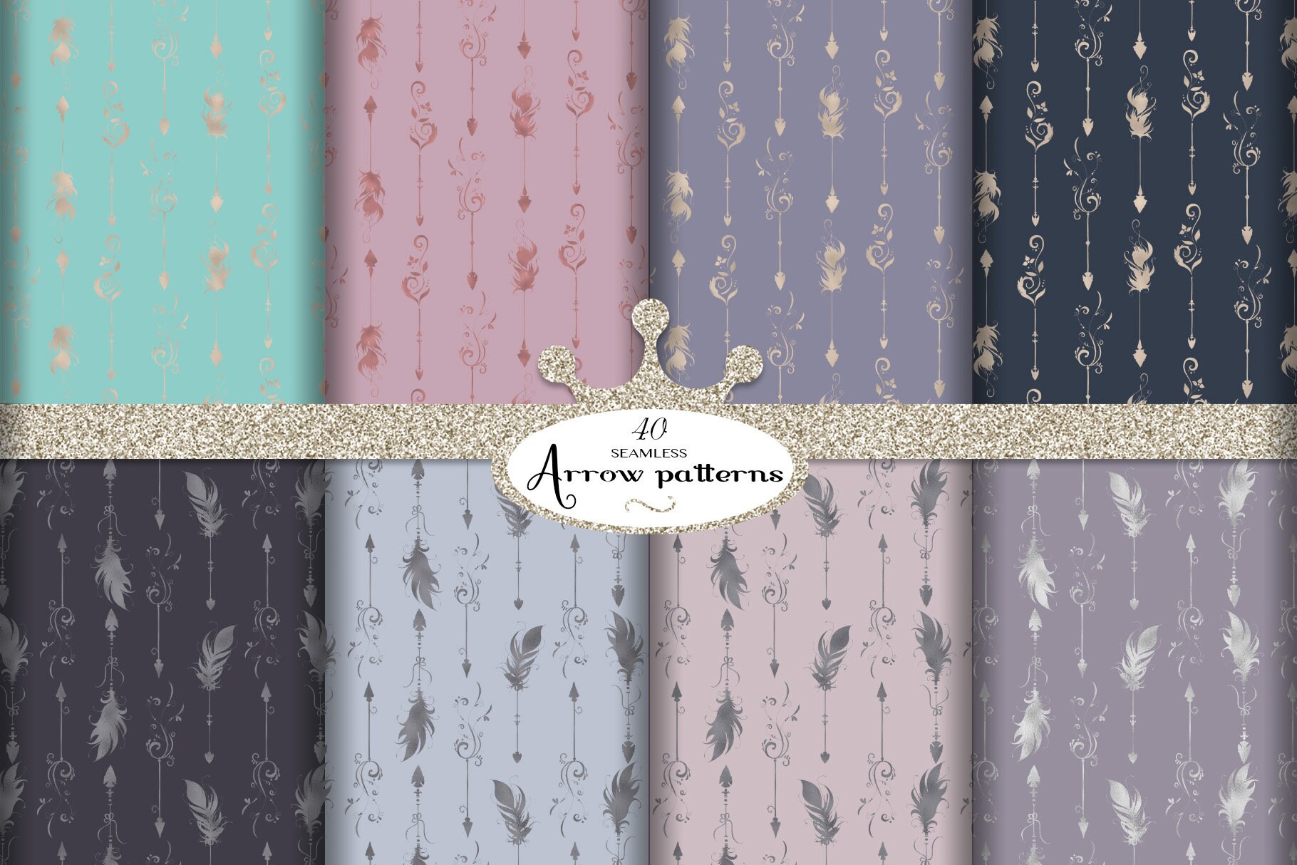 Boho Arrow Digital Paper Patterns Watercolor Boho Arrow - Etsy