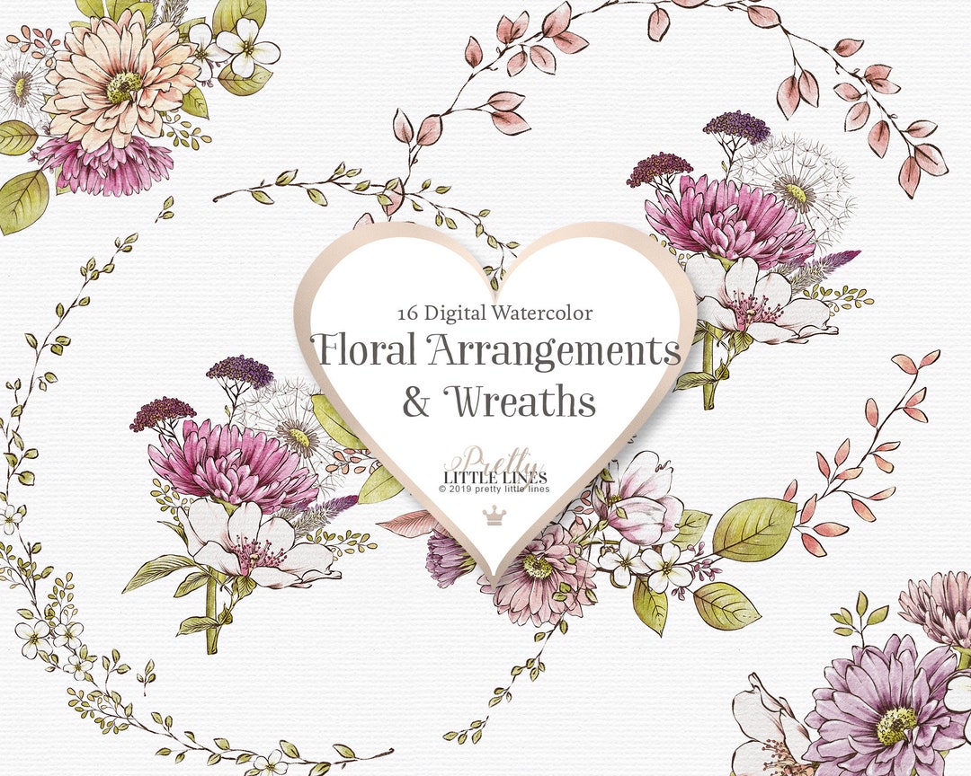 Boho Floral Clipart, Wreath Clipart, Floral Arrangements, Floral ...