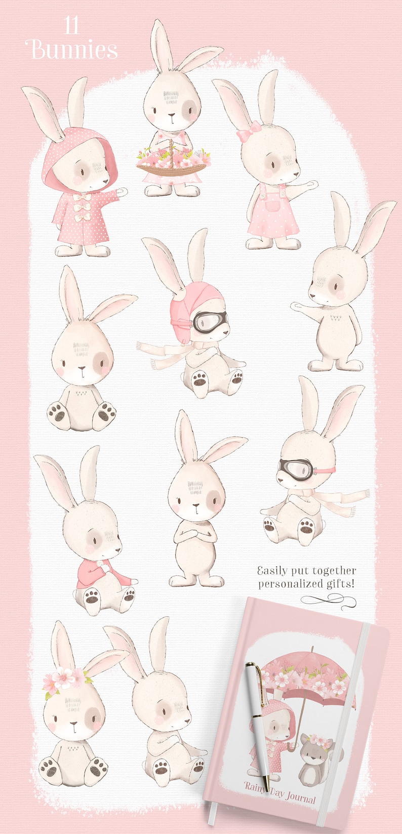 Hello Spring Easter Animals Fox Bear Woodland Kawaii - Etsy