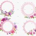 Pink Metallic Watercolor Floral Frame Clipart - Png Files Digital ...