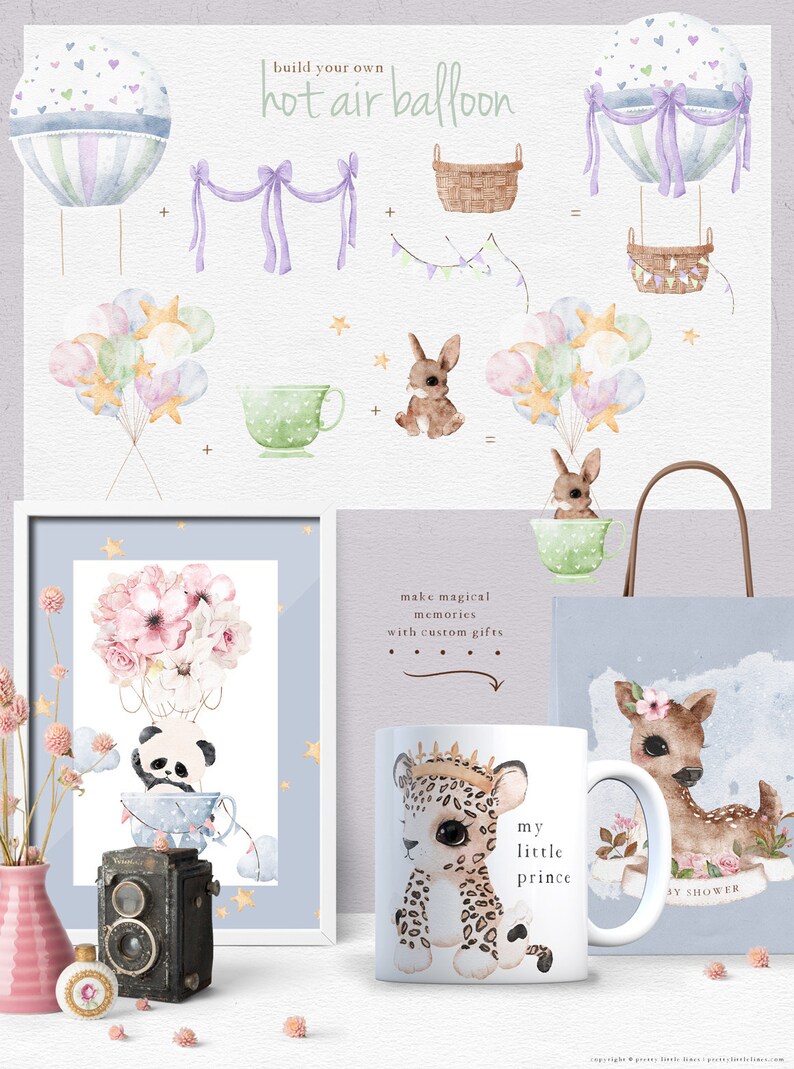 Safari Animal Clipart Animal Babies Watercolor Clipart Cute - Etsy