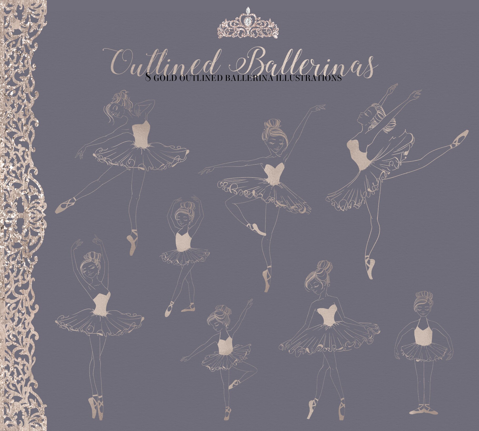 Ballerina Clipart Collection, Ballet Planner Stickers, Floral Nursery ...