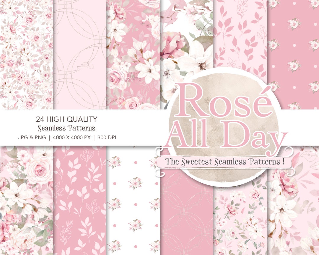 Floral Digital Paper Blush Rose Seamless Patterns 24 Digital Patterns ...