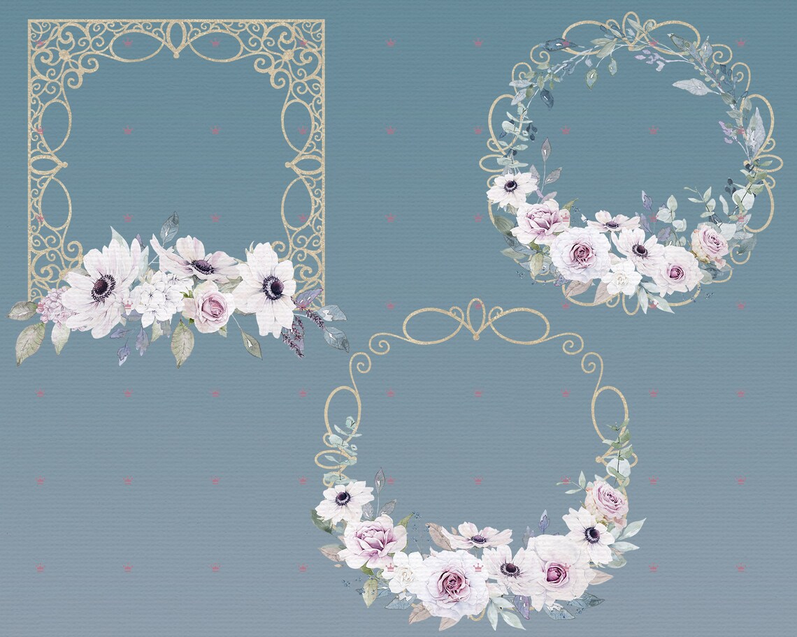 Floral Frame Clipart Flower Border Clipart Flower Wreath - Etsy