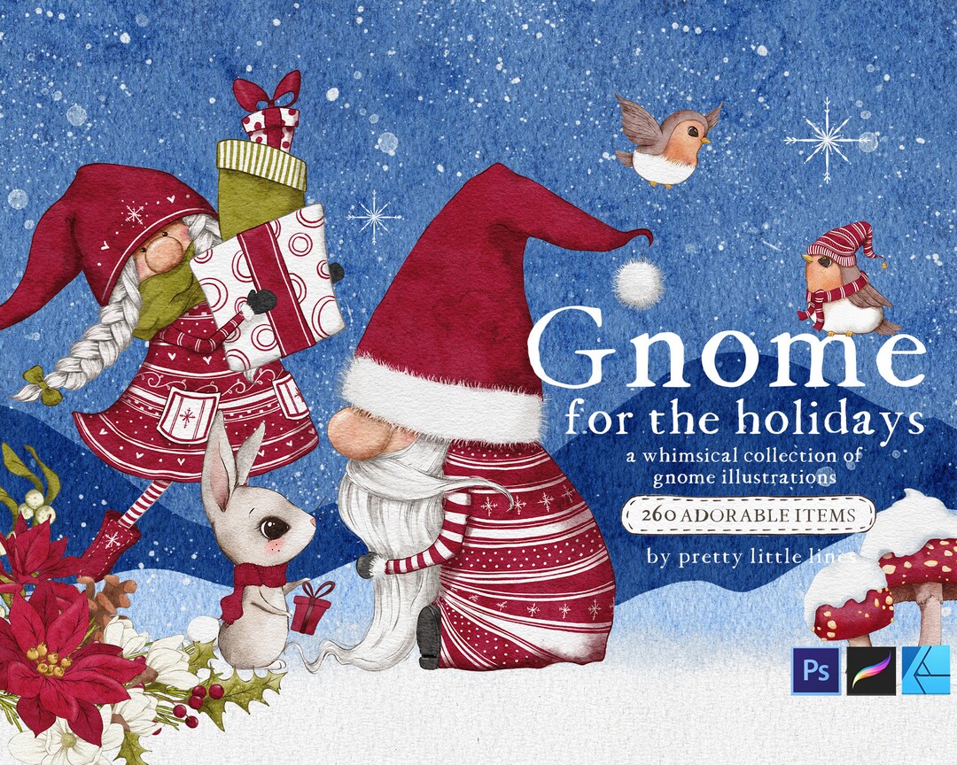 Gnome Clipart, Winter Gnome Clipart, Christmas Gnome Clipart, Gnome ...