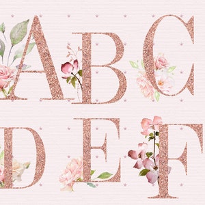 Floral Alphabet Clipart, Floral Letters, Botanical Alphabet, Flower ...