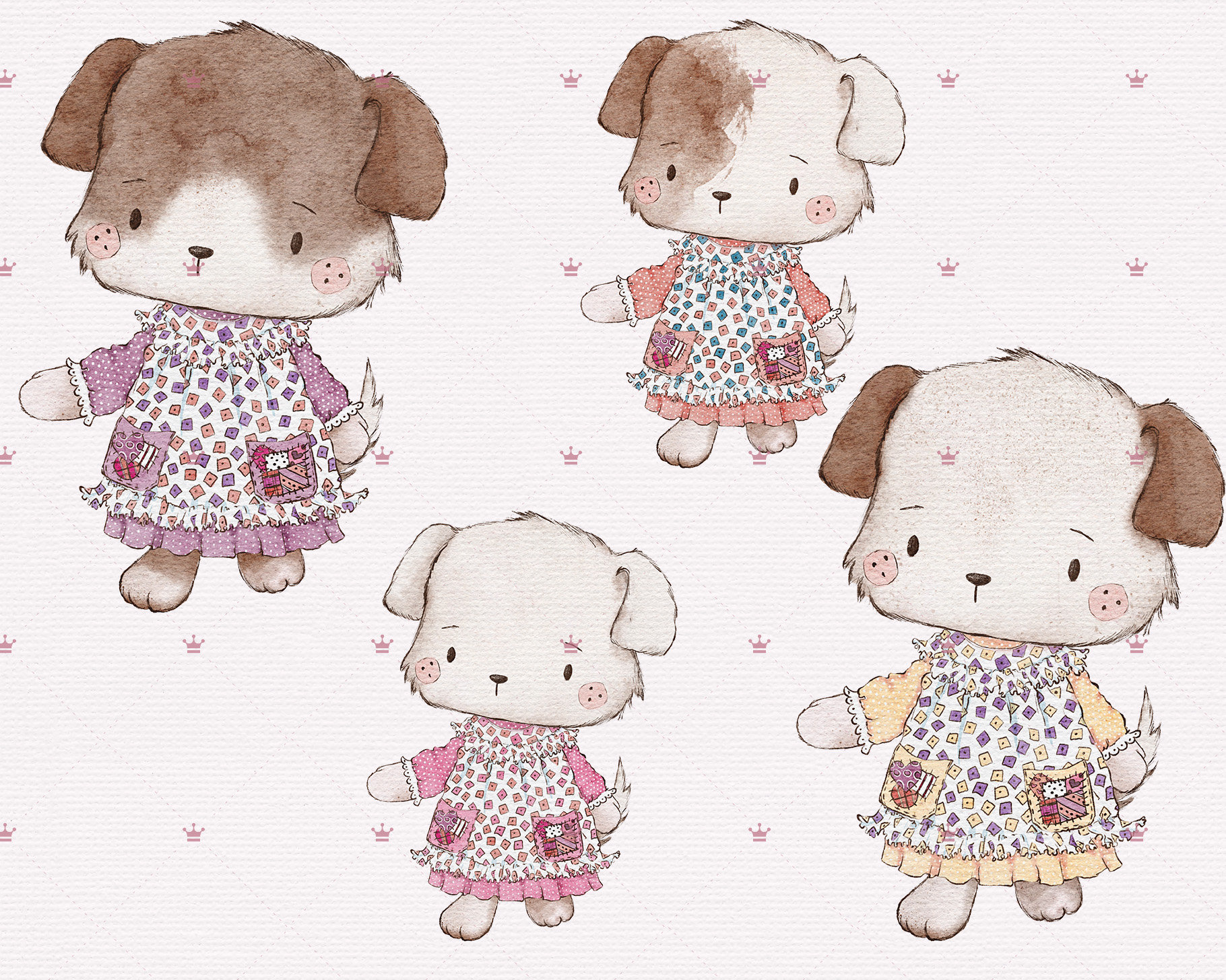 Hand Drawn Dog Clipart Clothed Girl Dog Clipart Dog Clipart - Etsy