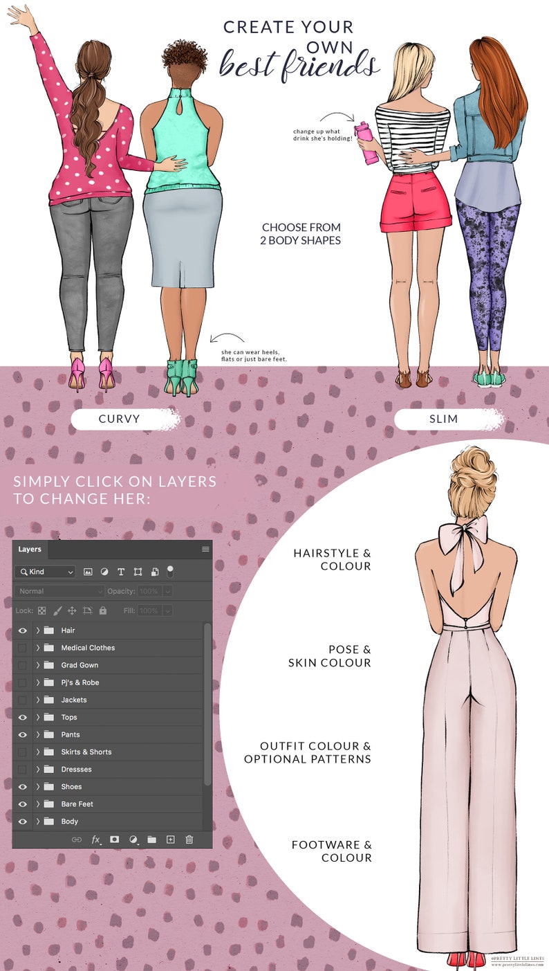 Best Friend Clipart Creator BFF Clipart Creator | Etsy