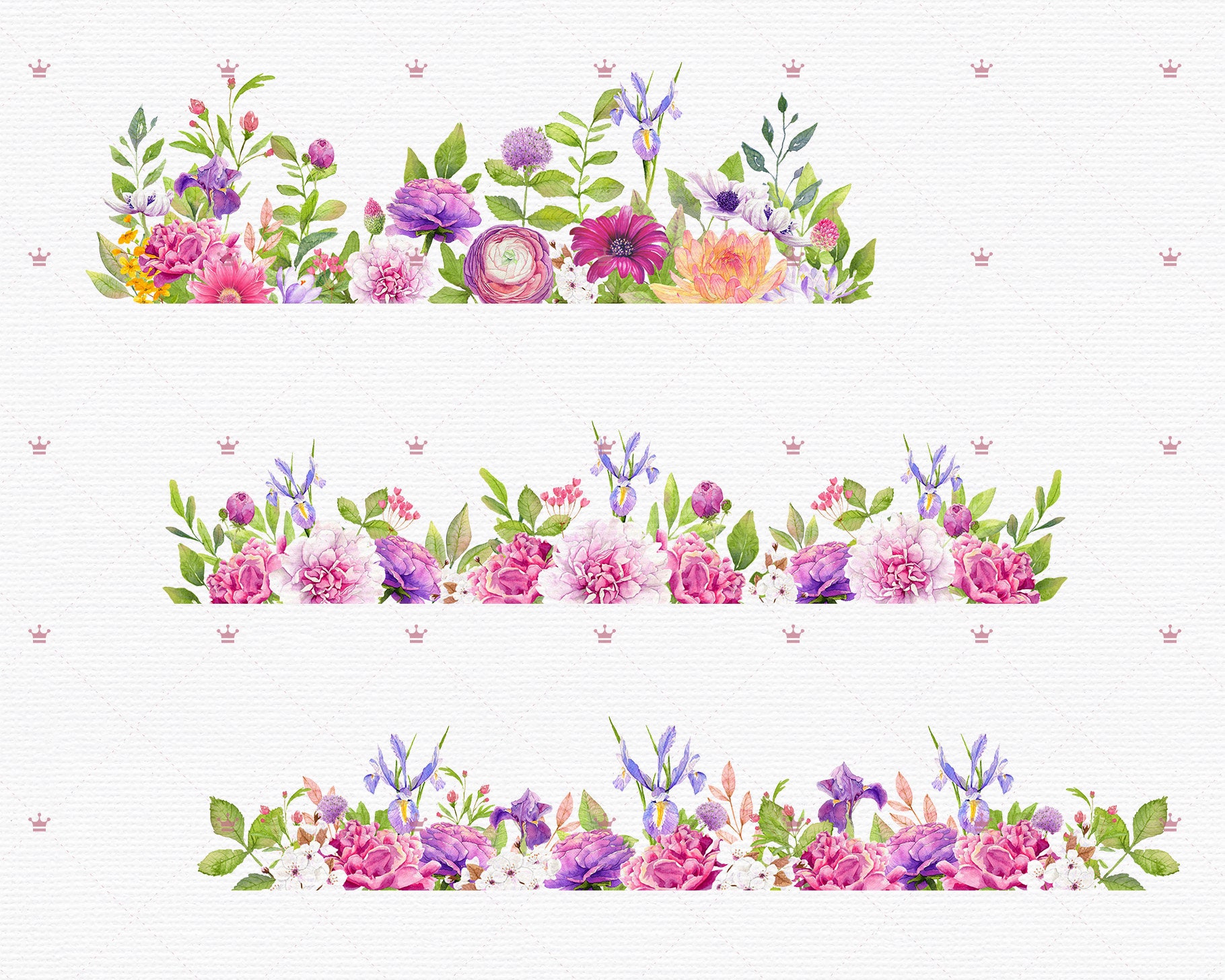 Watercolor Floral Borders Clipart Digital Borders Clipart - Etsy