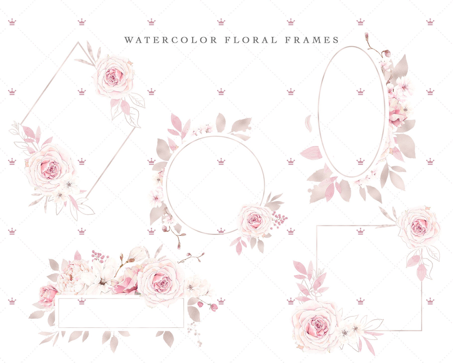Floral Frame Clipart Hand Painted Floral Frames Pink - Etsy