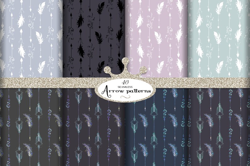 Boho Arrow Digital Paper Patterns Watercolor Boho Arrow - Etsy