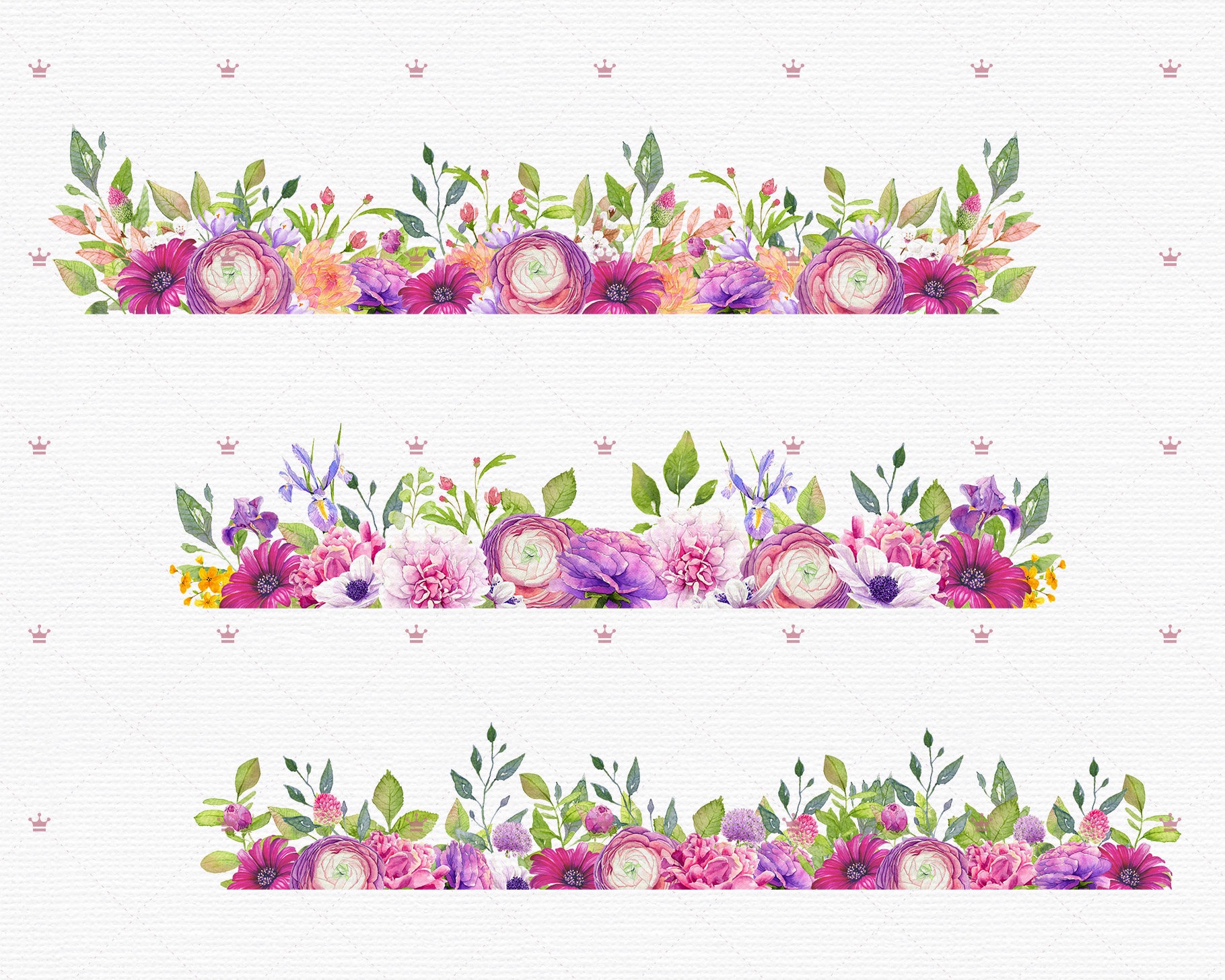 Watercolor Floral Borders Clipart Digital Borders Clipart - Etsy
