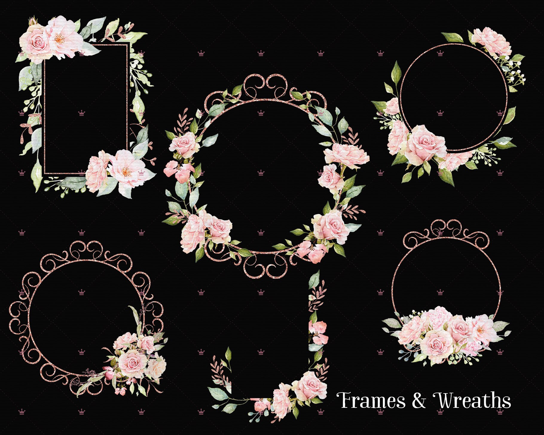 Pink Roses Clipart / Flower Frame Clipart / Flower Border - Etsy