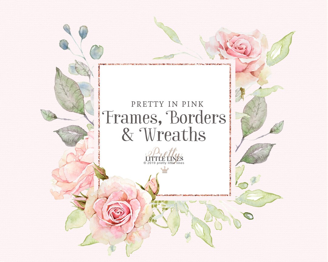 Pink Roses Clipart / Flower Frame Clipart / Flower Border Clipart ...