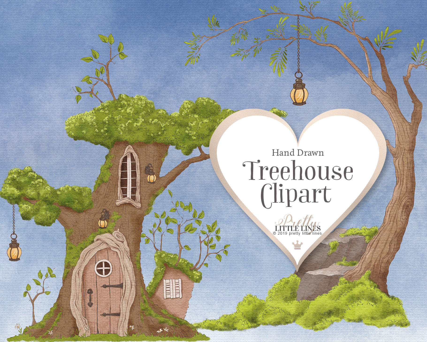 Whimsical Treehouse Clipart Perfect for Nursery Decor Wall - Etsy