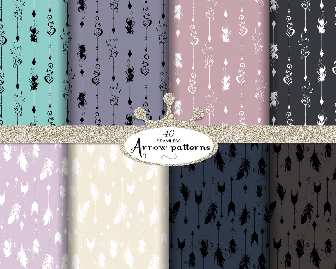 Boho Arrow Digital Paper Patterns - Watercolor Boho Arrow Seamless ...