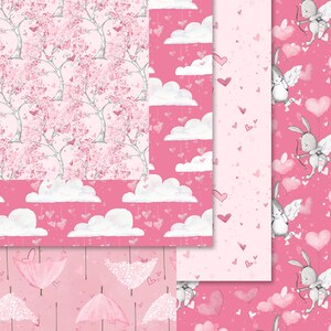 Valentine Digital Papers, 26 Seamless Patterns Full of Hand Drawn Bunny ...