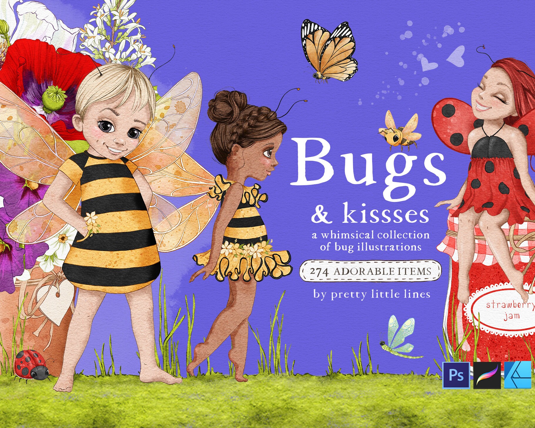 Butterfly Clipart Bee Clipart Bug Clipart Boho Clipart | Etsy