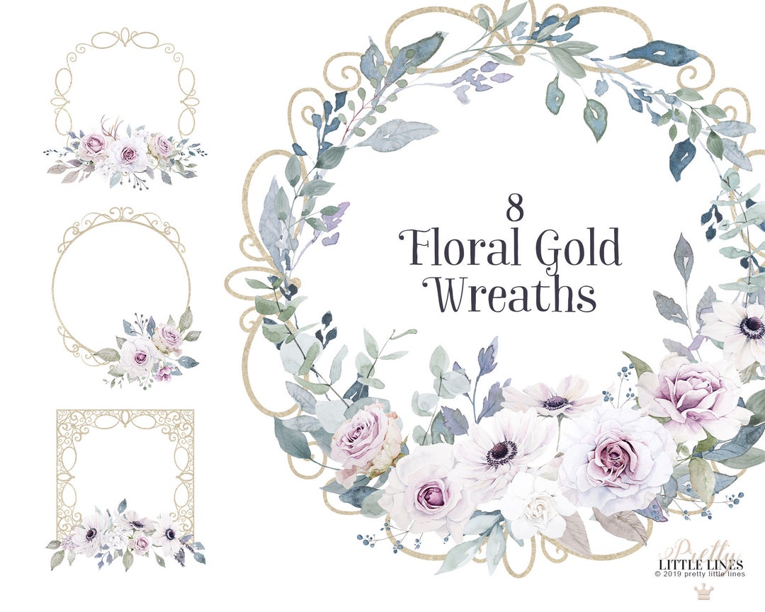 Floral Frame Clipart, Flower Border Clipart, Flower Wreath Clipart ...
