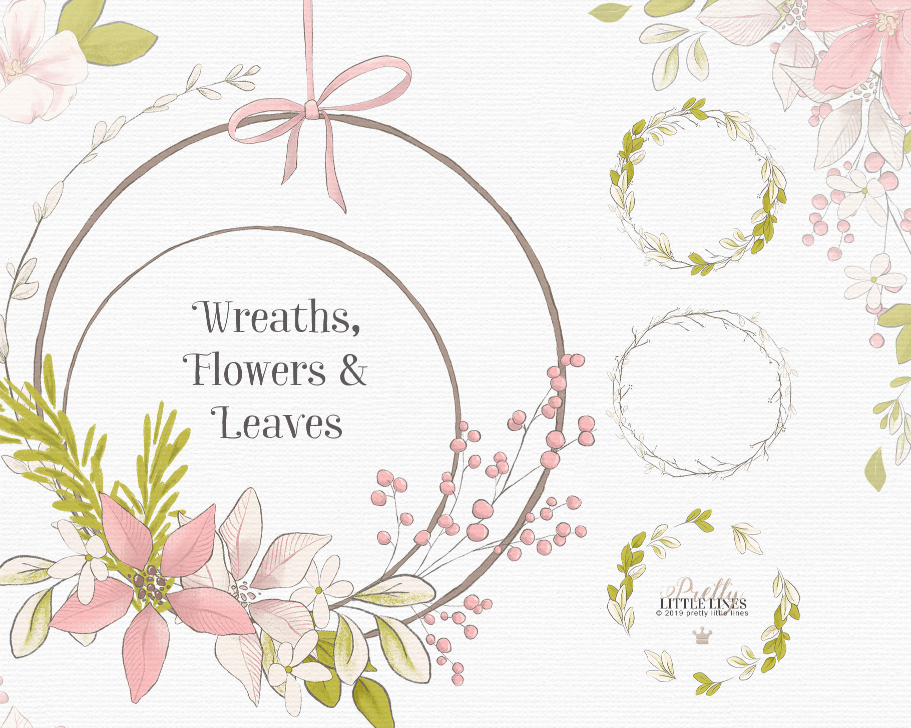 Floral Wreath Clipart Hand made Flowers Wreaths clipart | Etsy
