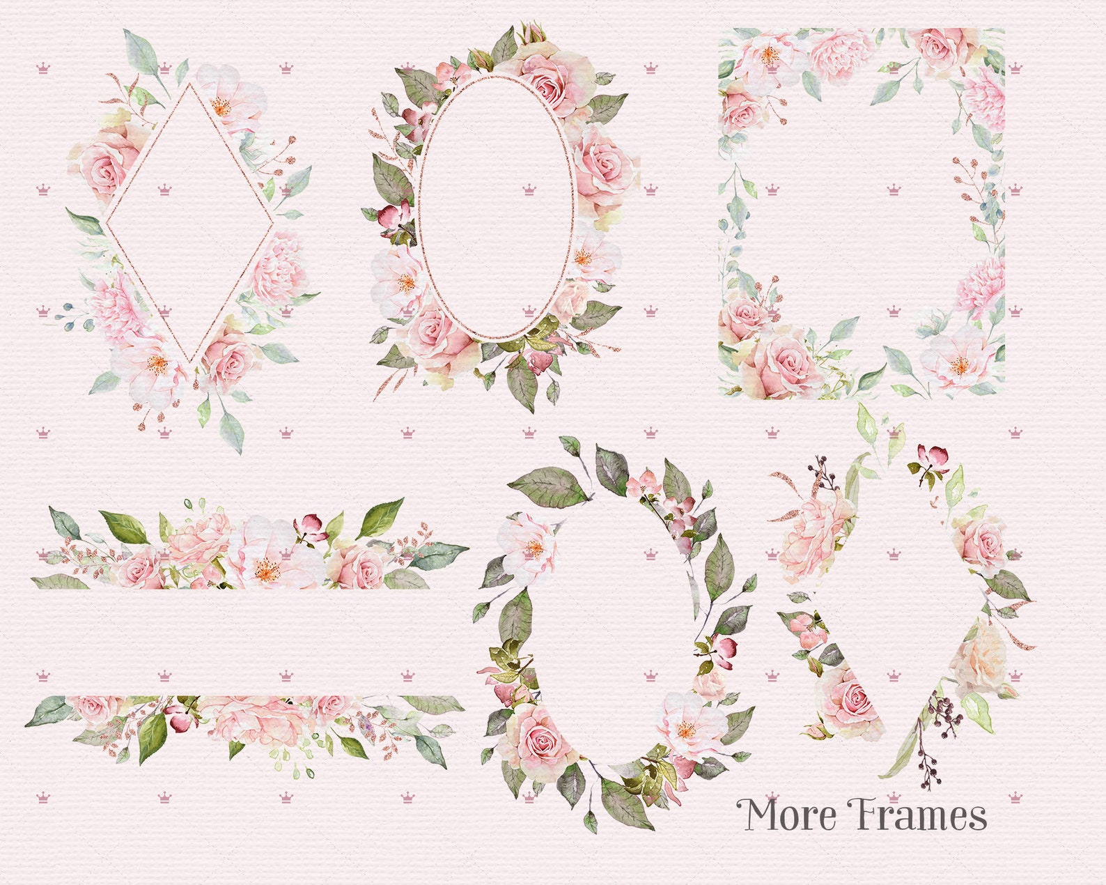 Pink Roses Clipart / Flower Frame Clipart / Flower Border - Etsy