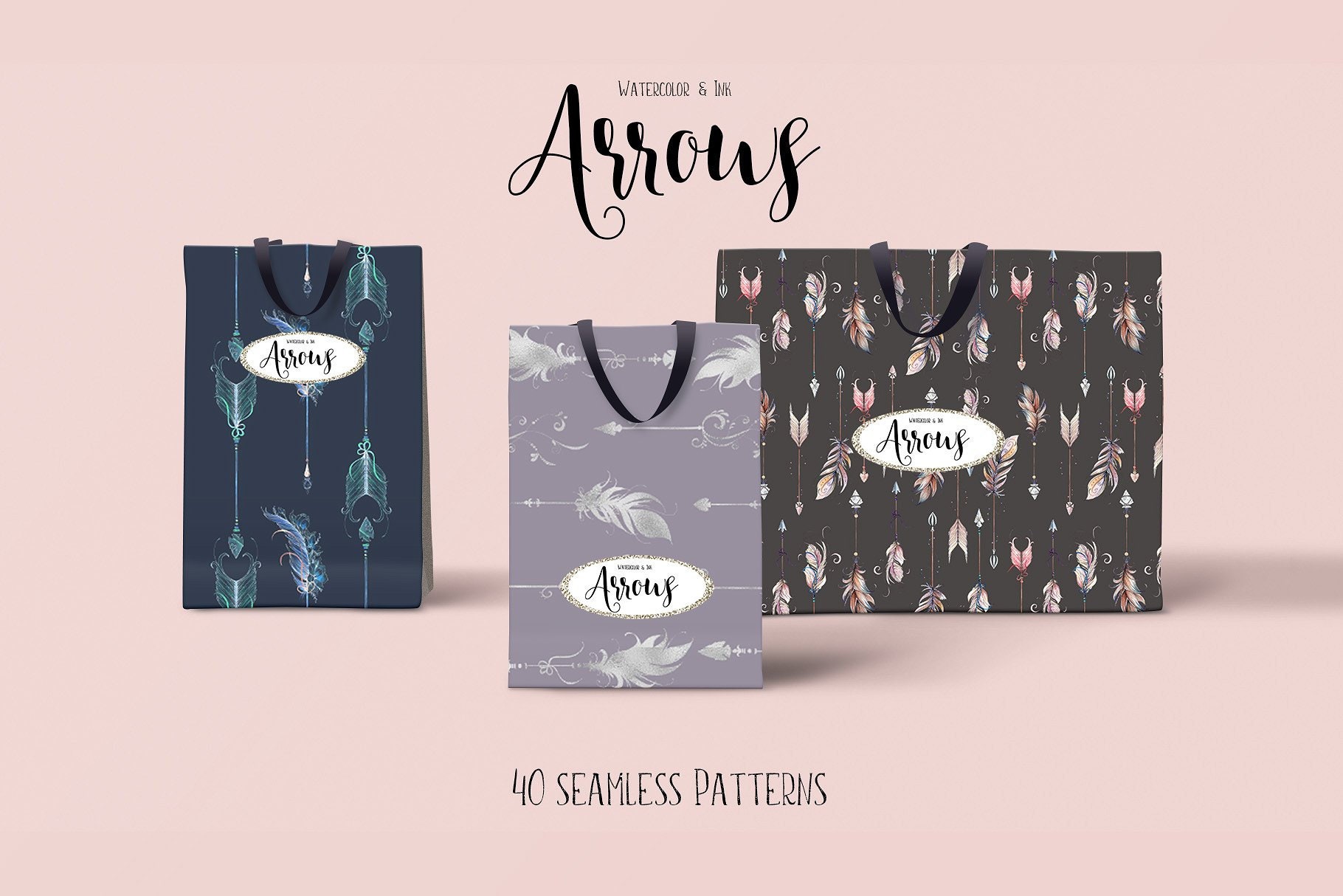 Boho Arrow Digital Paper Patterns Watercolor Boho Arrow - Etsy