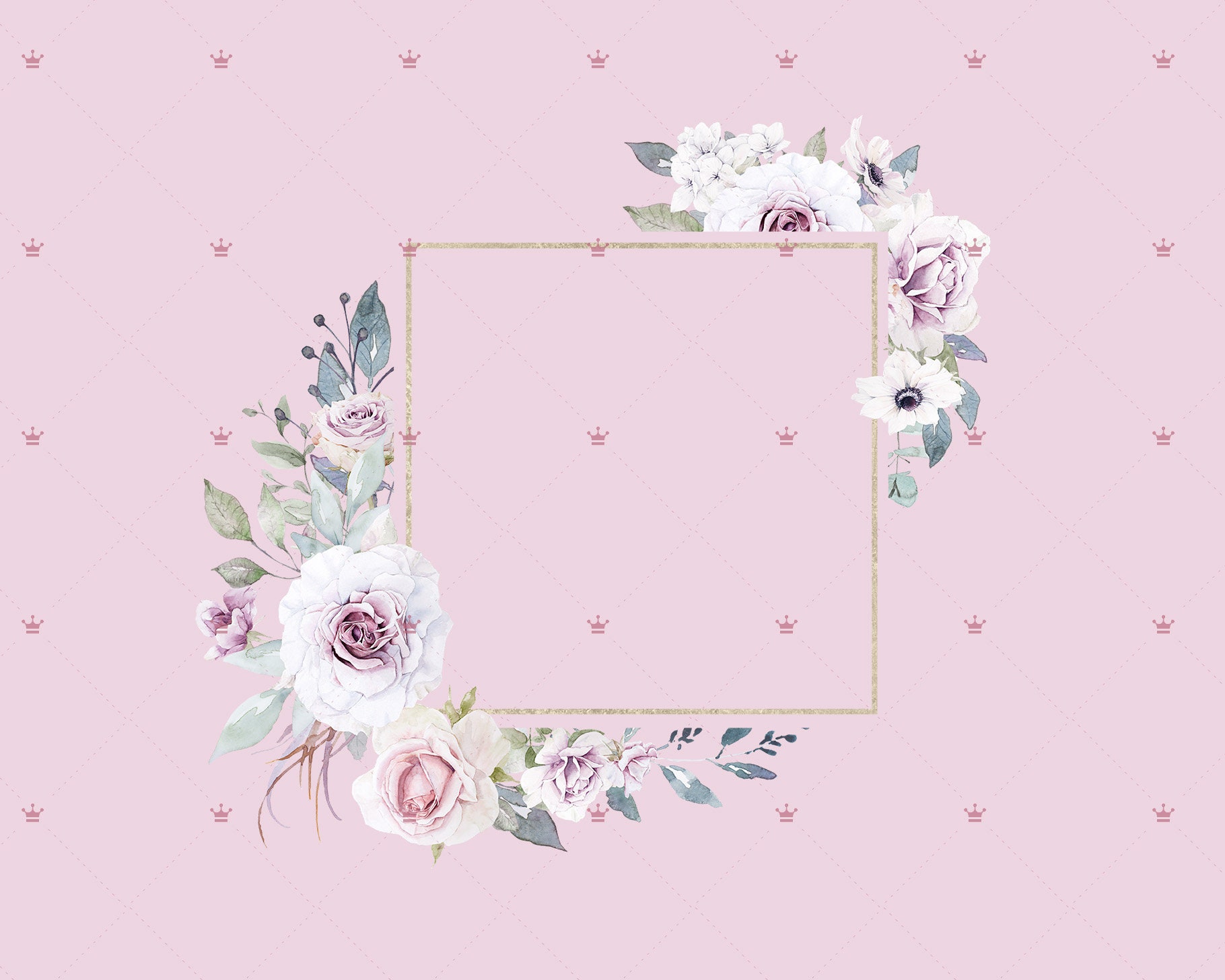 Mauve Floral Frame Clipart, Gold Accent Wedding Frames (PNG) - Etsy