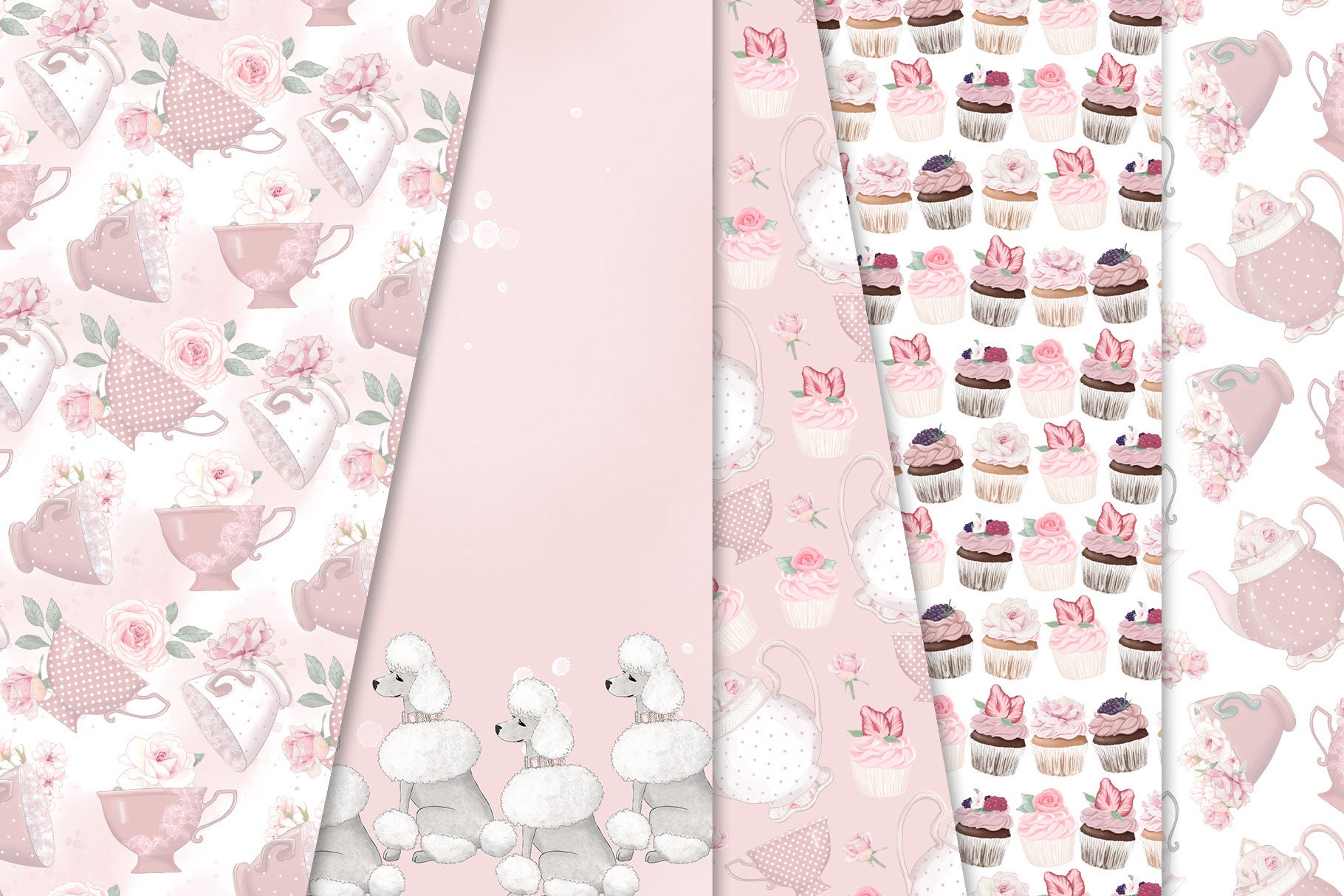 Tea Party Seamless Patterns – Desserts, Florals (digital Paper) - Etsy