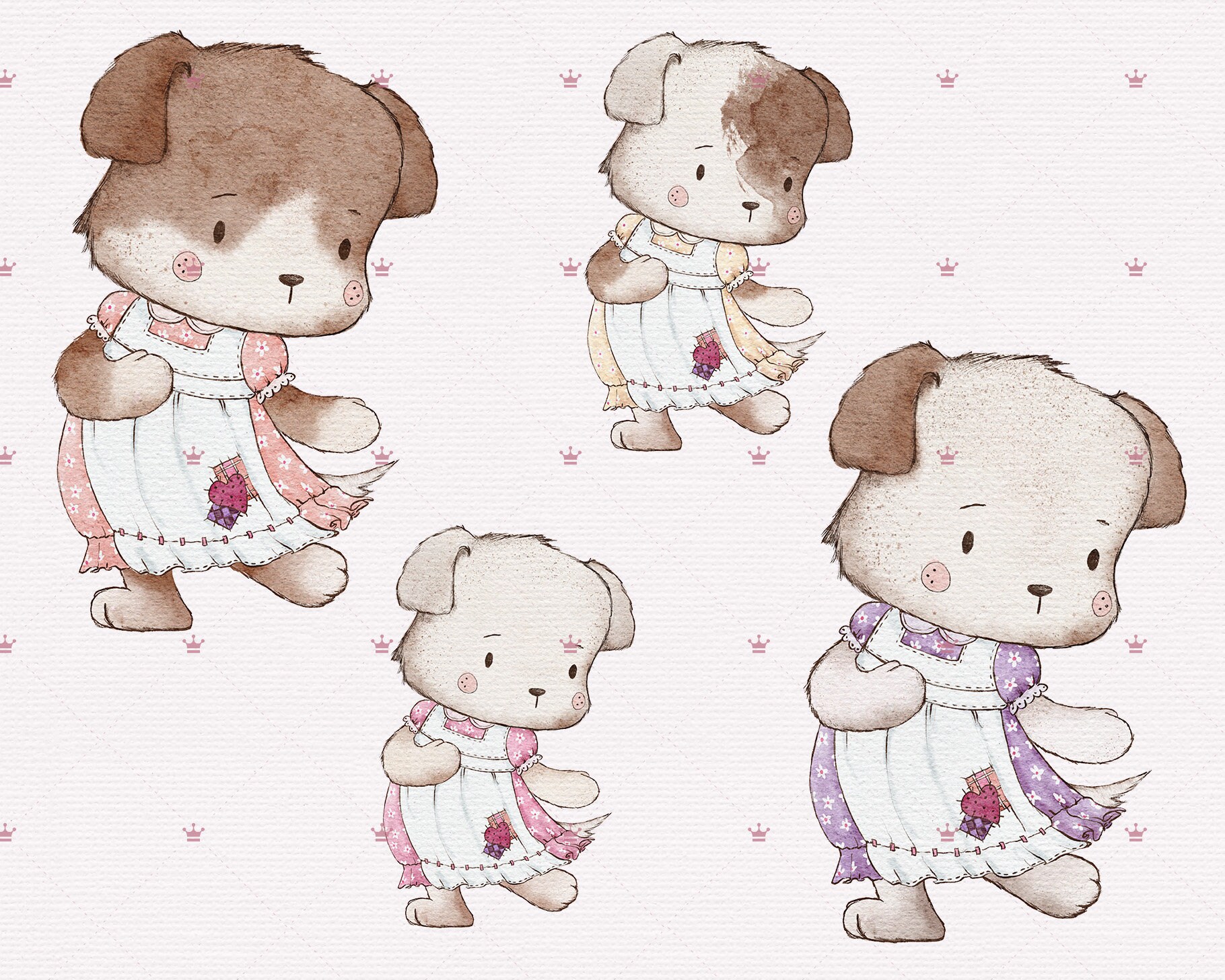 Hand Drawn Dog Clipart Clothed Girl Dog Clipart Dog Clipart - Etsy