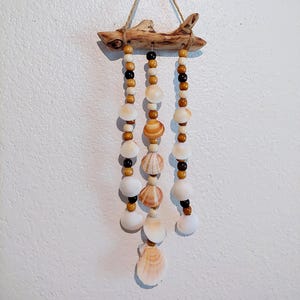 Seashell Wind Chime, Seashell & Wood Wind Chime, Beaded Seashell Wind ...