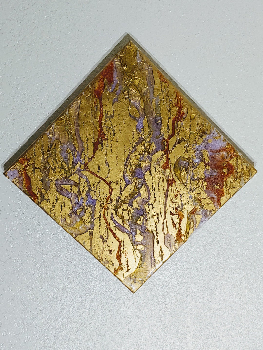 3D Kunstharz Leinwand, Gold Kunst, Abstrakte Leinwand, 12x12 Leinwand, Harz Kunst, Gold Flake ...