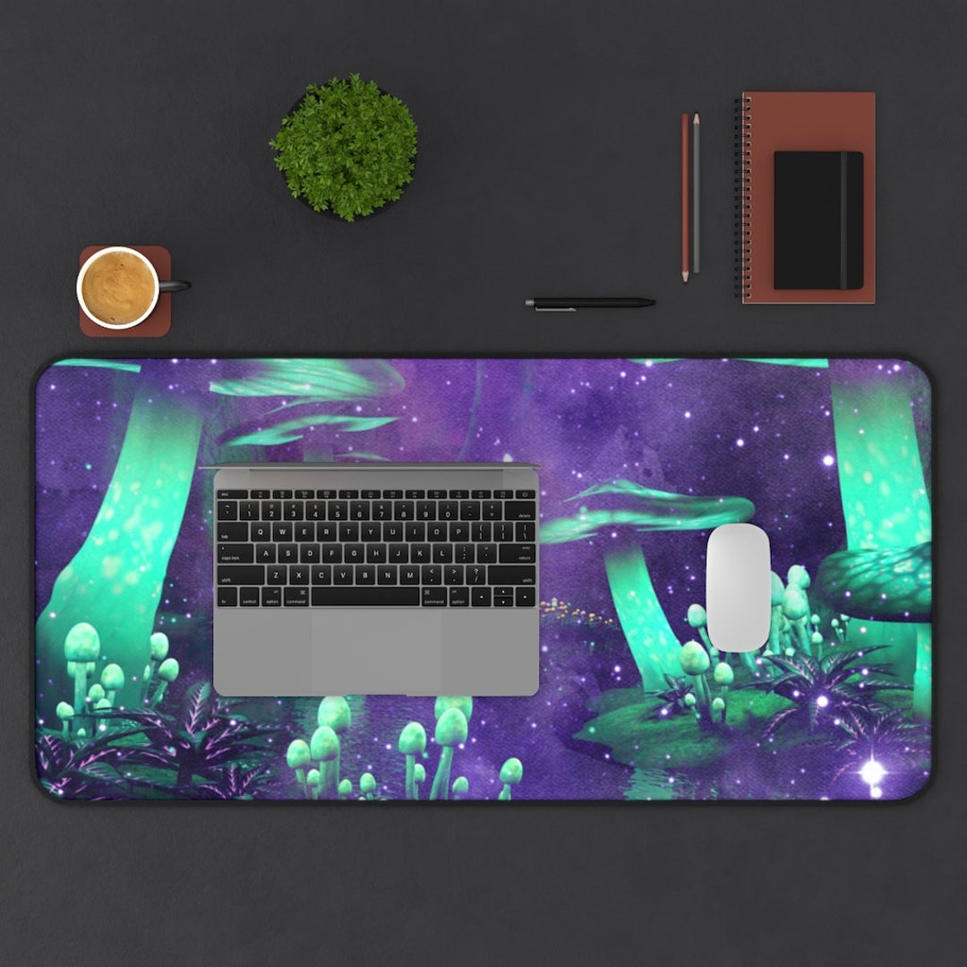 Mushroom Desk Mat (3 Sizes), Glowing Desk Mat, Mushroom Office Decor ...