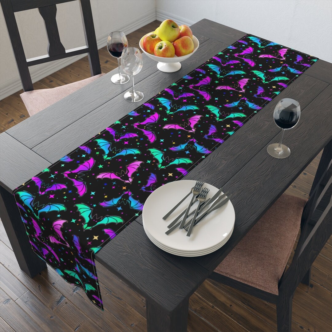 Bat Table Runner, Halloween Table Runner, Star Table Runner, Spooky ...