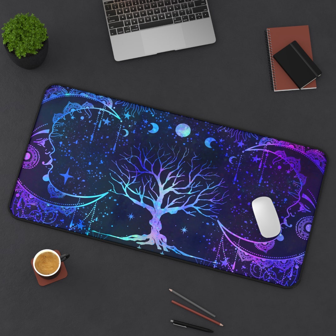 Tree of Life Desk Mat (3 Sizes), Celestial Desk Mat, Moon Phase Decor ...