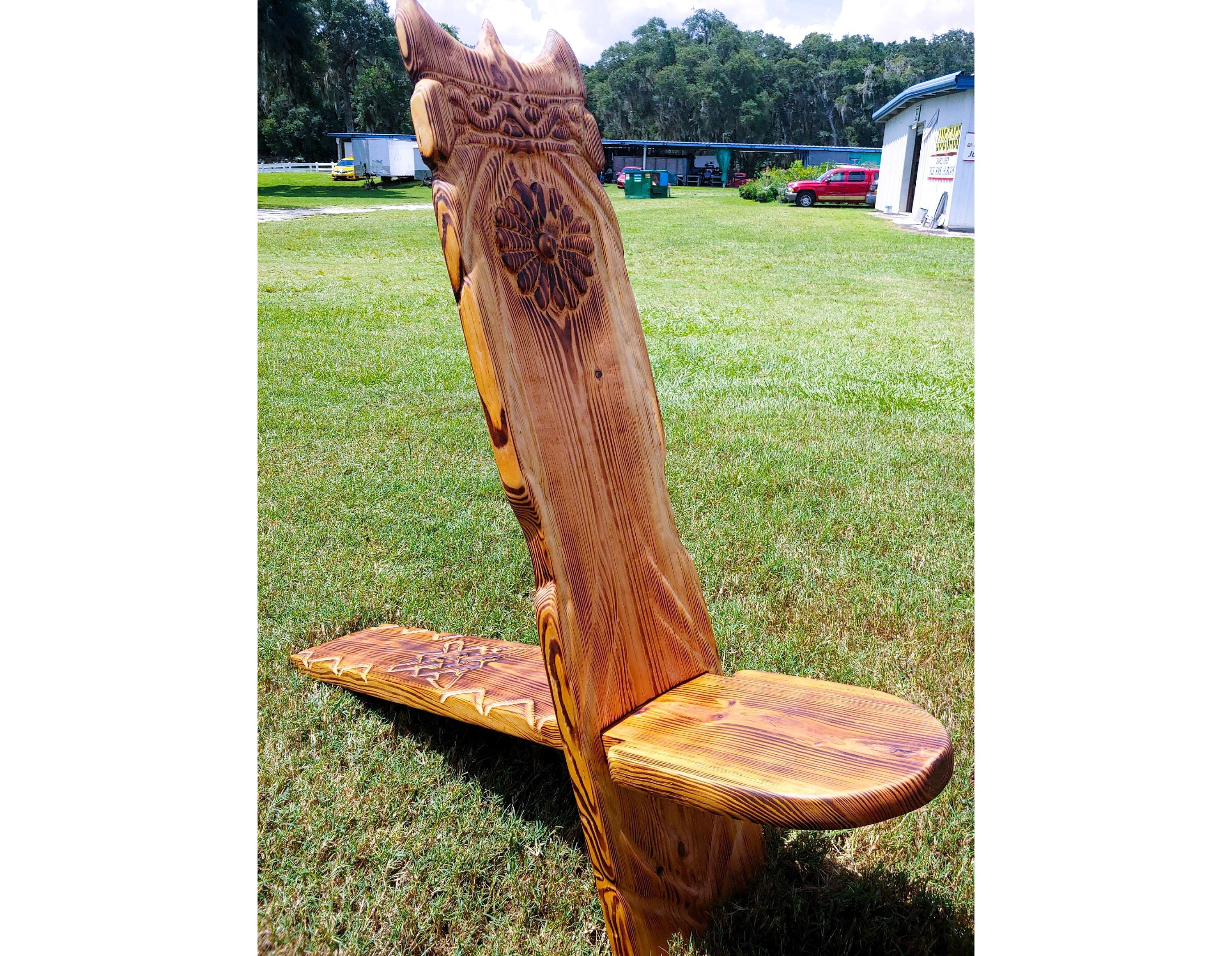 Custom Hand Carved Viking Chair, Rustic Viking Throne, Stargazing Chair ...