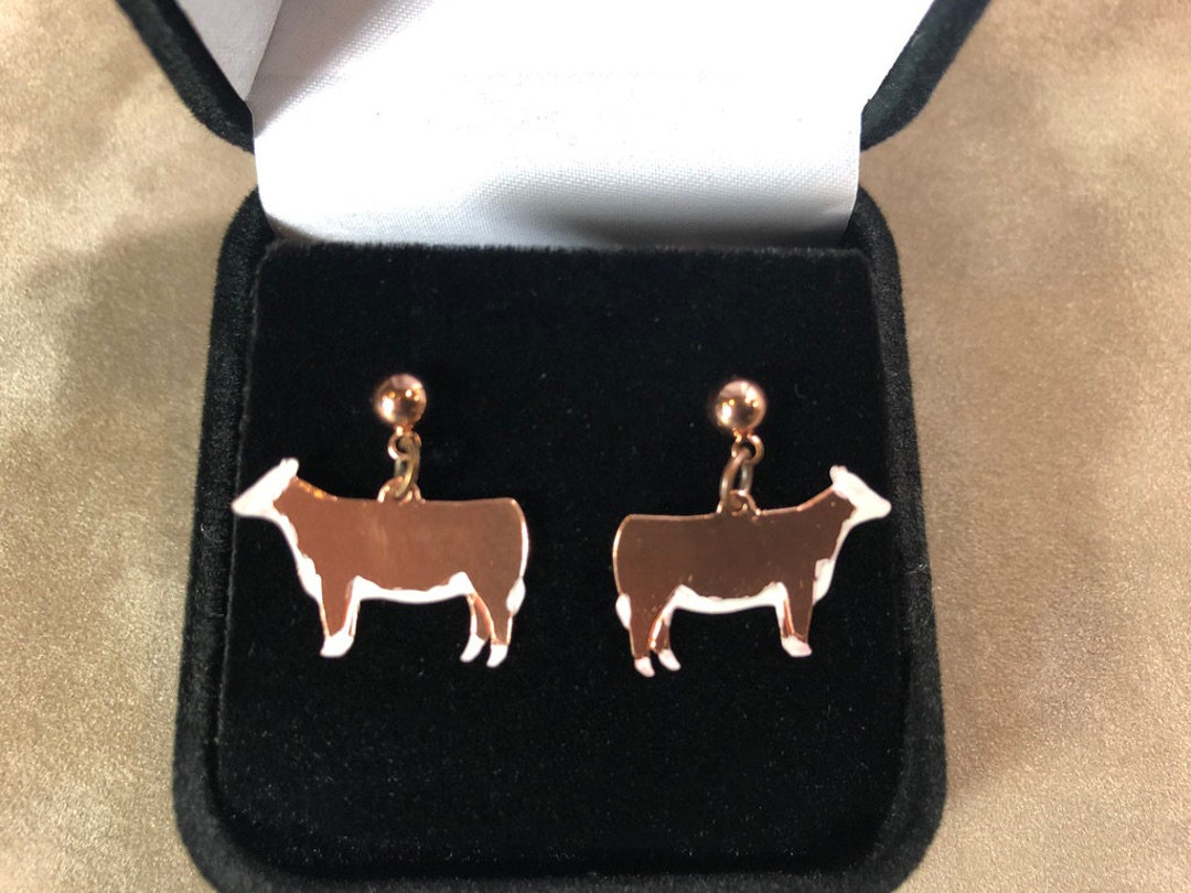 Cow Jewelry Beef Cow Earrings Hereford Copper - Etsy