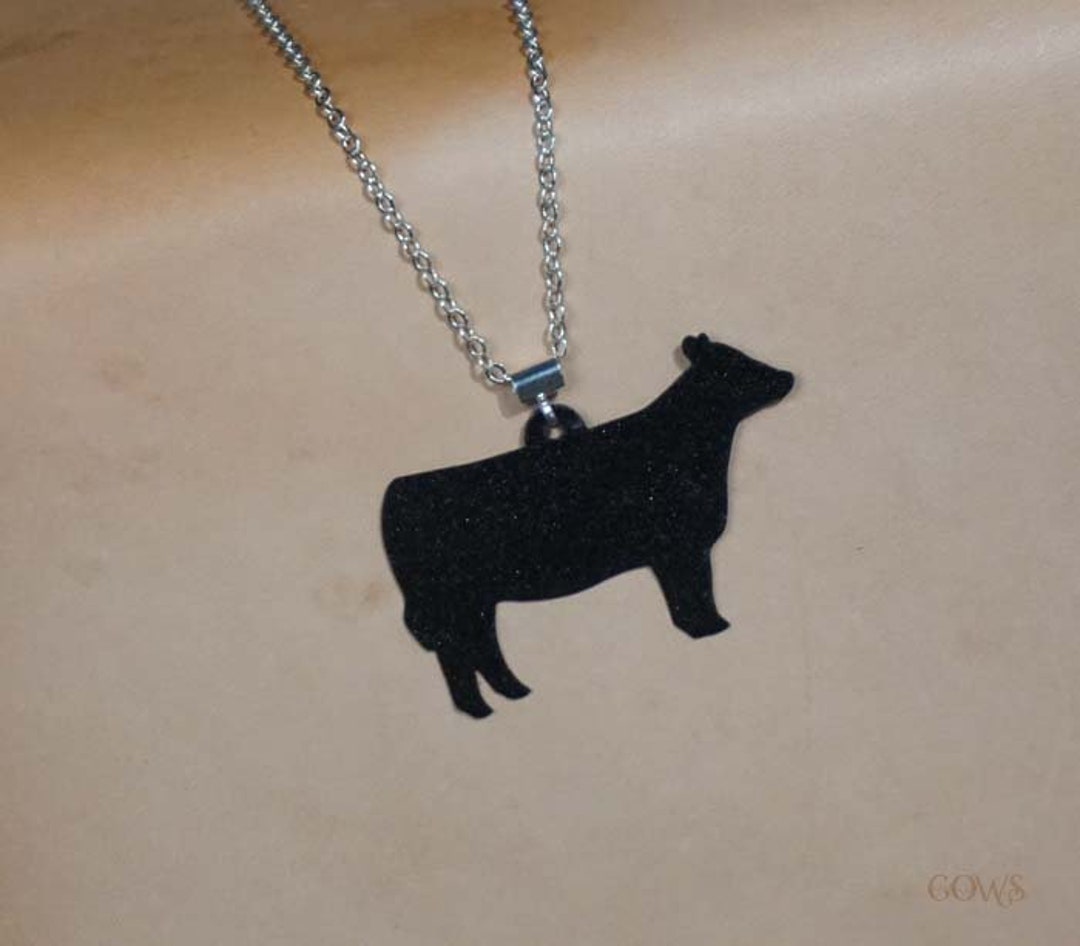 Cow Jewelry Angus Beef Heifer Steer Cow Black Silver Steel - Etsy