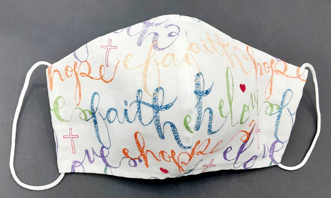 Faith, Hope, Love Face Masks With Nose Wire. Triple-layer. Made in the ...