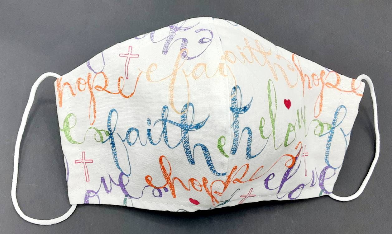 Faith Hope Love Face Masks With Nose Wire. Triple-layer. - Etsy