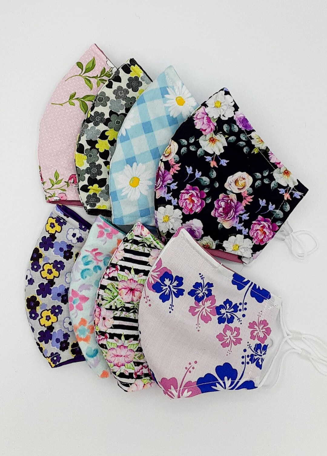 Floral Collection Face Masks. Triple Layers Cotton With Nose Wire ...