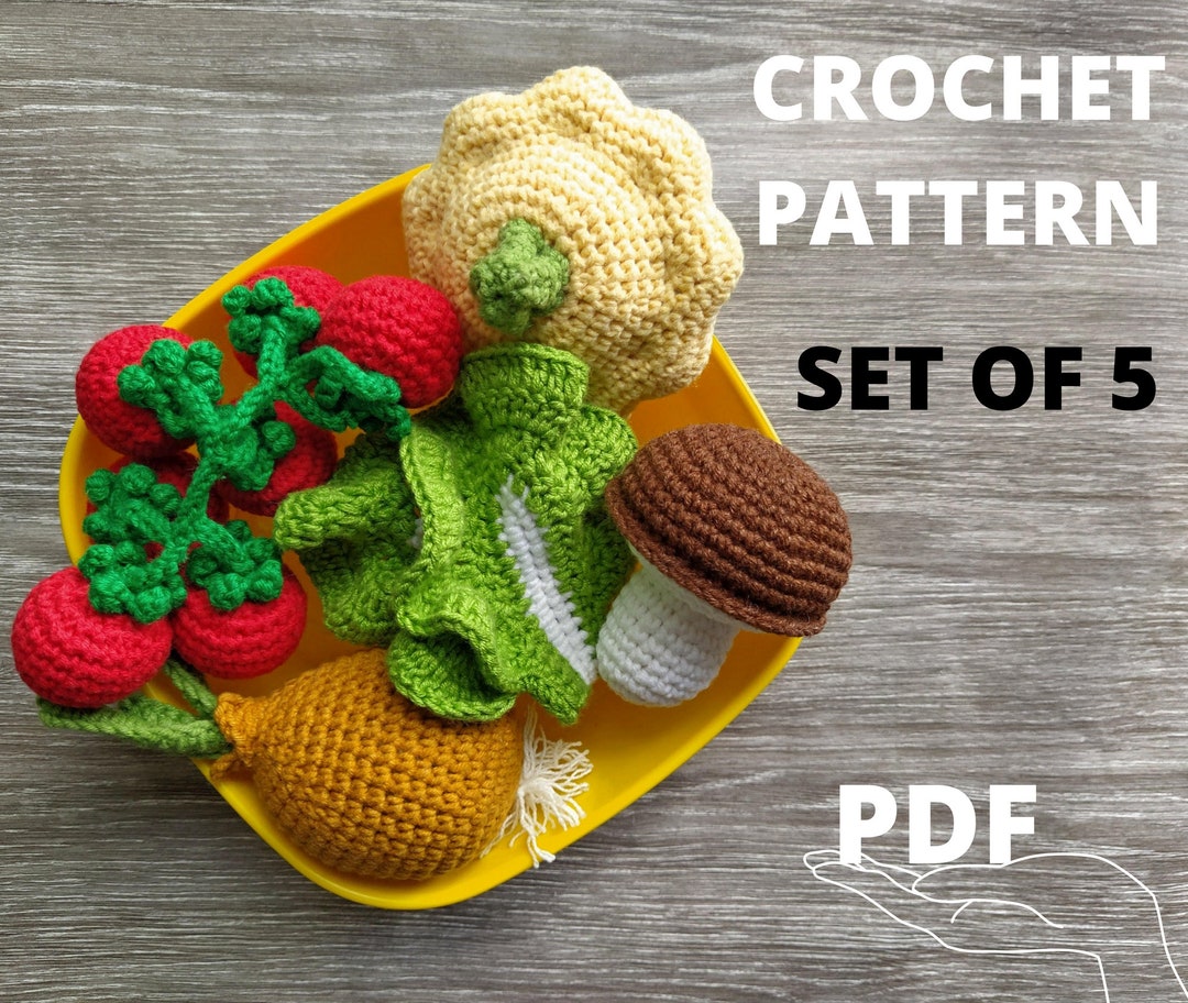 Crochet Vegetable Pattern Amigurumi Food Set of 5 Patterns - Etsy