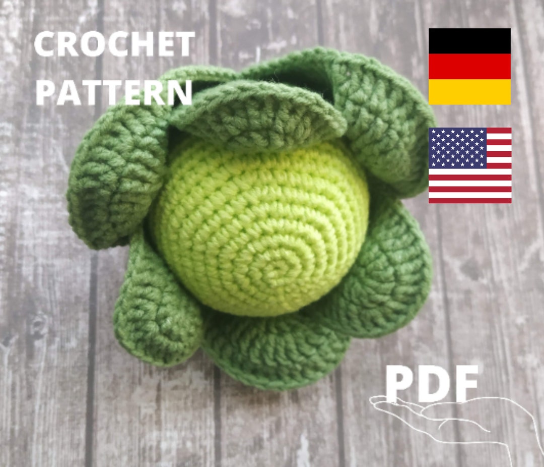 Crochet Cabbage Pattern Amigurumi Play Food Step-by-step Tutorial Pdf ...