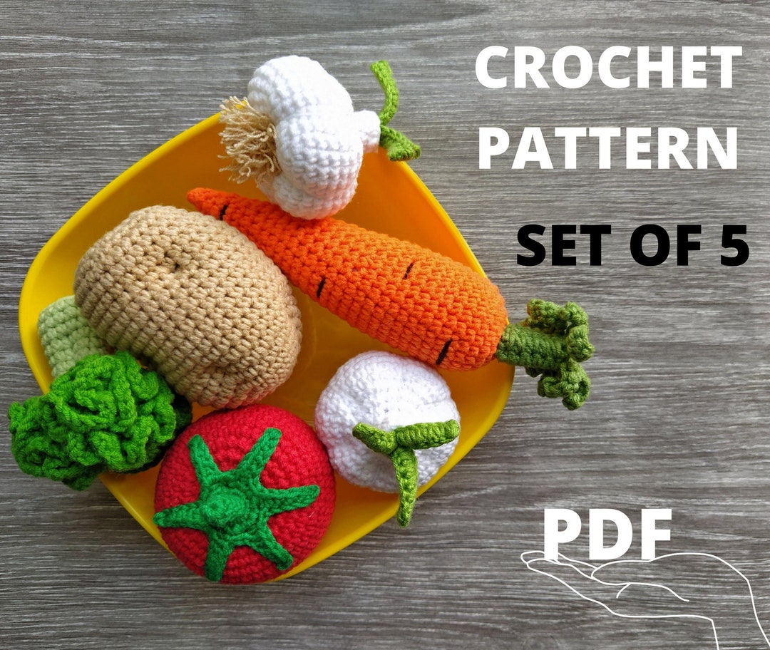 Crochet Vegetable Pattern Amigurumi Food Set of 5 Patterns - Etsy