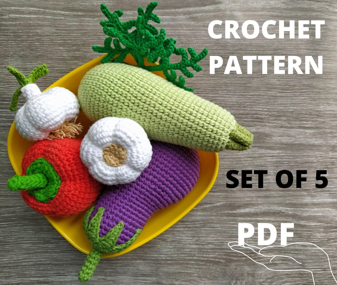 Crochet Vegetable Pattern Amigurumi Food Set of 5 Patterns - Etsy