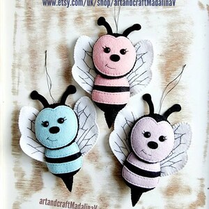 Bee, Bumblebee Felt Decoration, Bee Ornament,bee Unique Gift,nursery ...