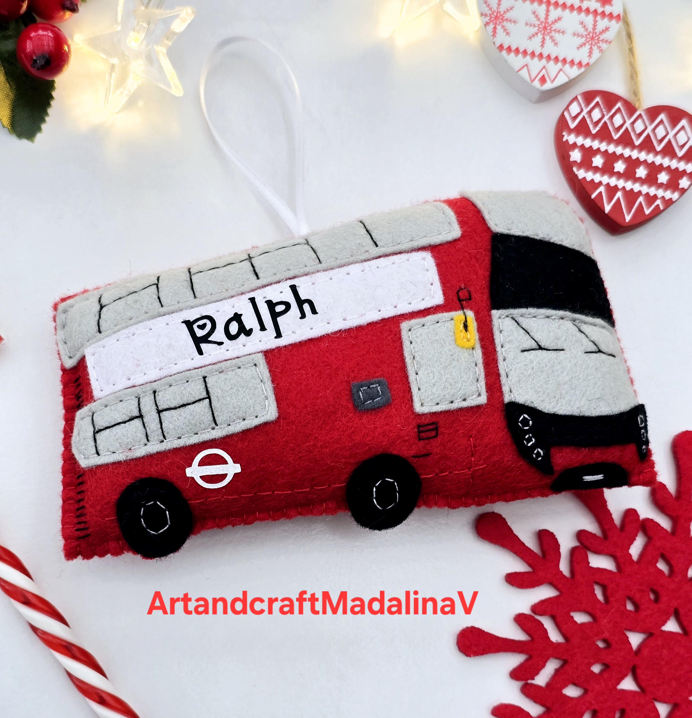 Personalised London Electric Bus Felt Decoration, Customised Double ...