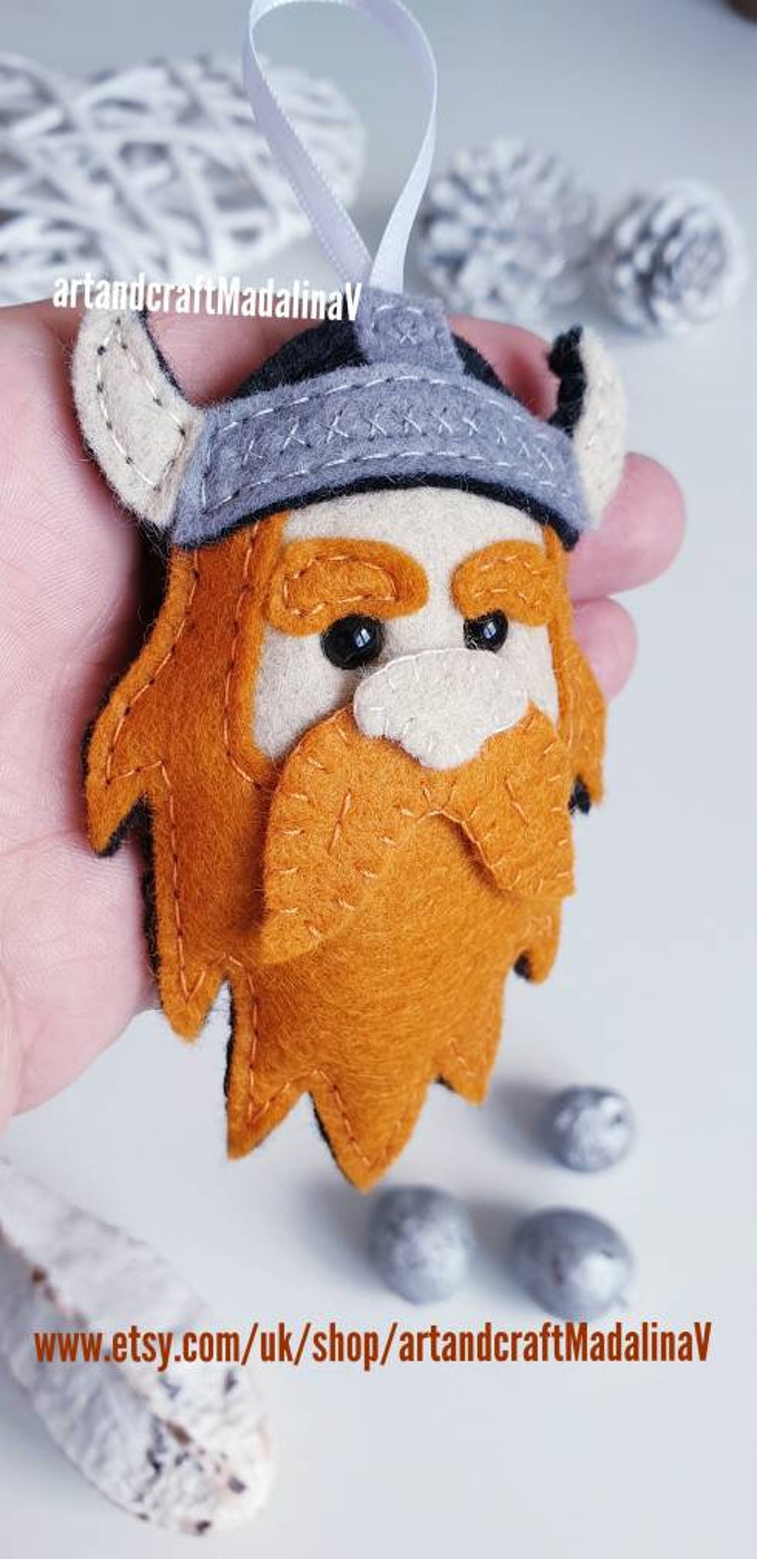 Personalised Christmas Viking Felt Decoration, Viking Fathers Day Gift ...