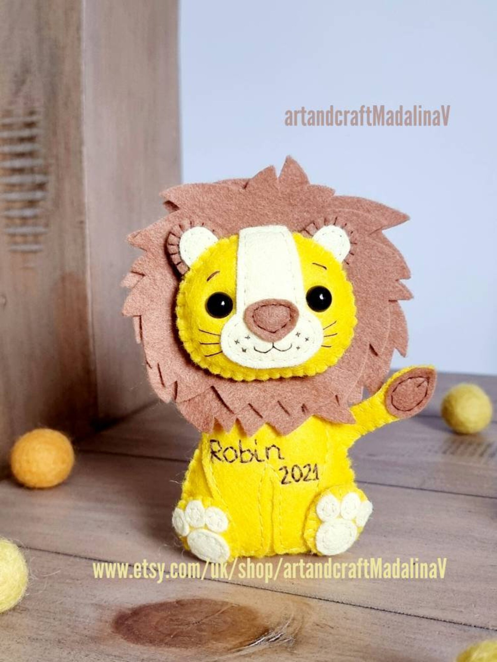 Lion Lion Felt Ornament Personalised Lion Lion Unique Gift - Etsy